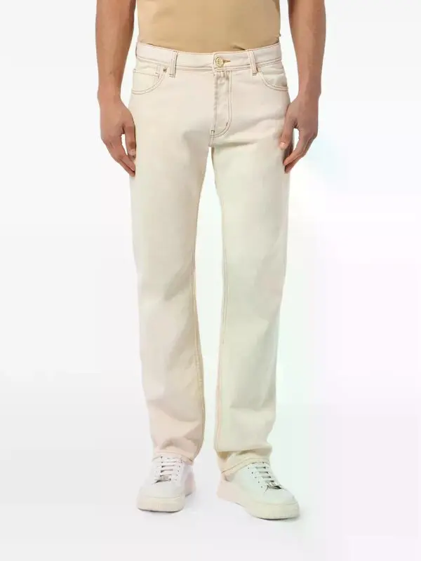 BILLIONAIRE Embroidered Pocket Jeans - Neutrals