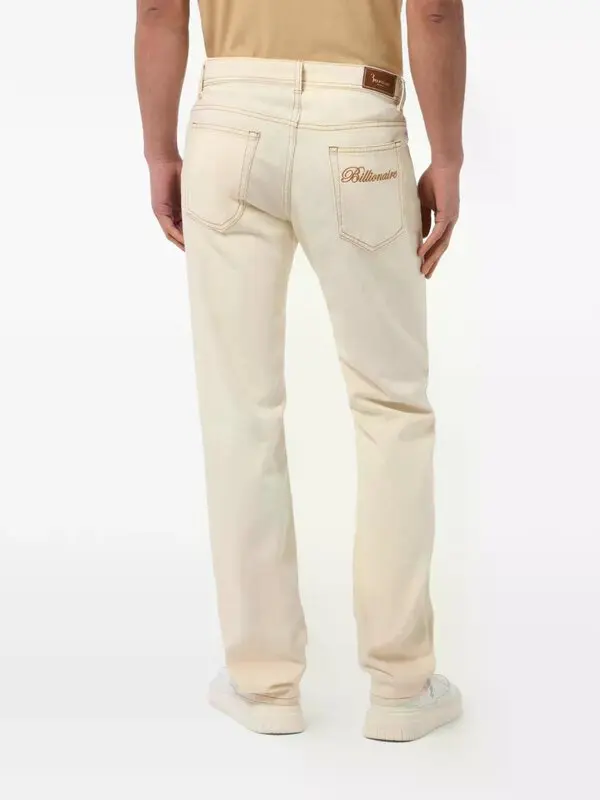 BILLIONAIRE Embroidered Pocket Jeans - Neutrals