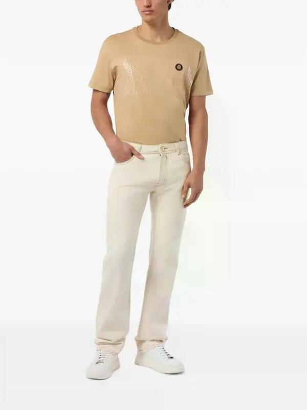BILLIONAIRE Embroidered Pocket Jeans - Neutrals