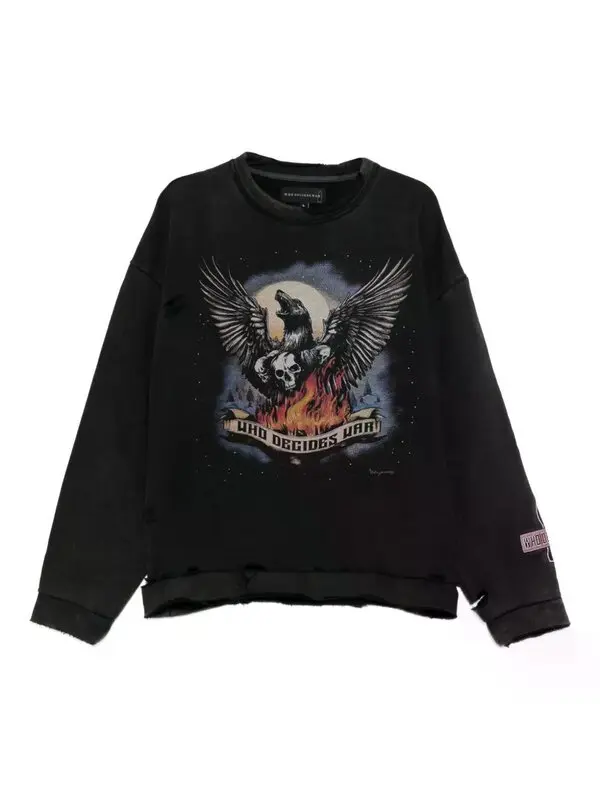 WHO DECIDES WAR Graphic Distressed Sweatshirt