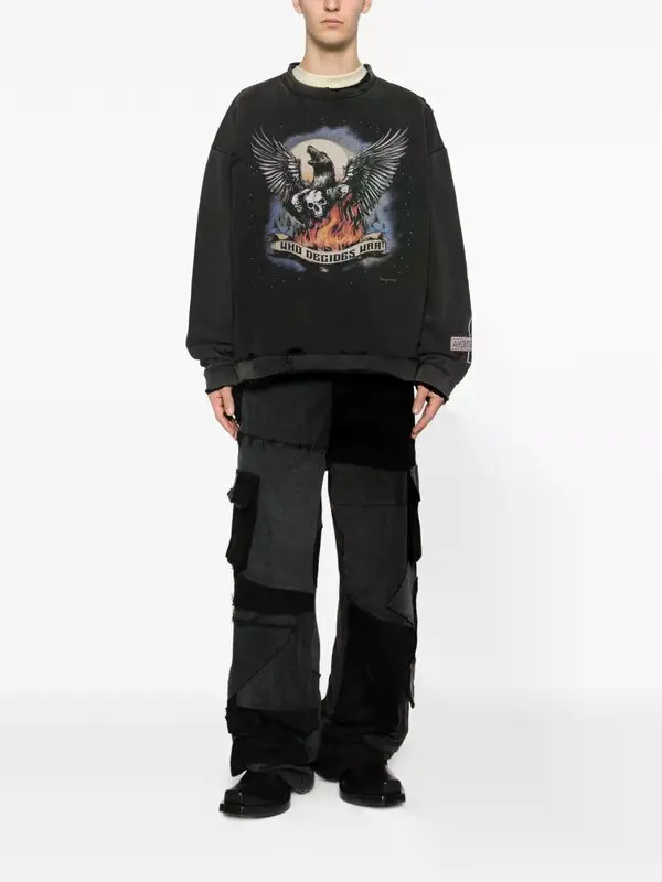 WHO DECIDES WAR Graphic Distressed Sweatshirt