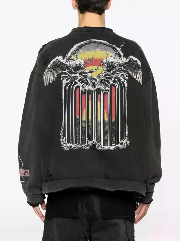 WHO DECIDES WAR Graphic Distressed Sweatshirt