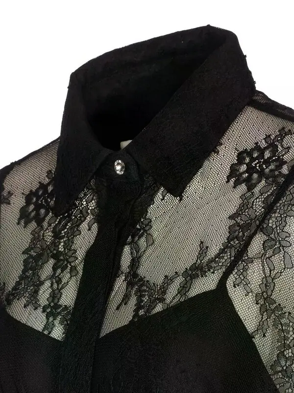 Liu Jo Lace Shirt With Classic Collar And Buttoned Cuffs - Black