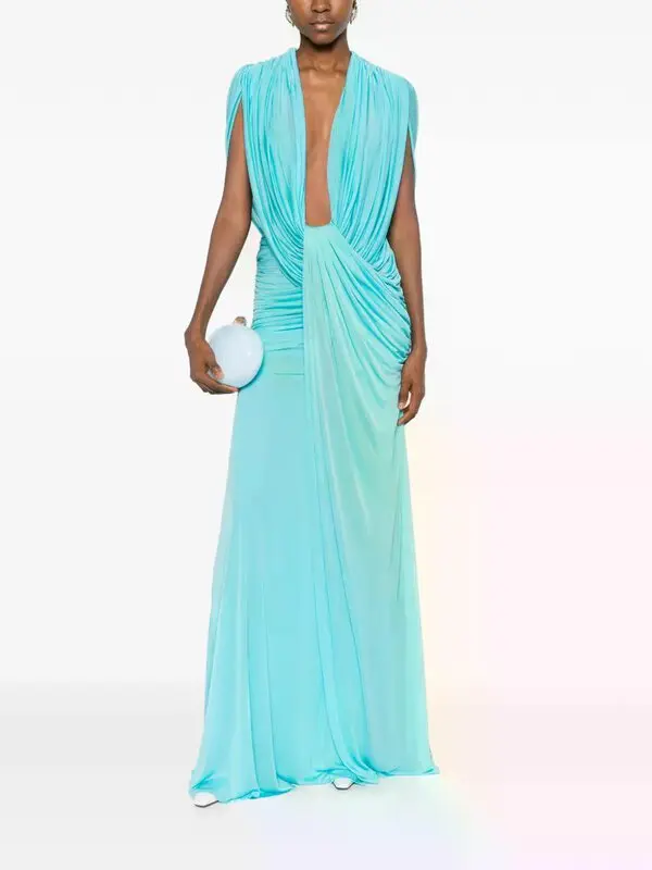 Christopher Esber Ripple Drape Maxi Dress - Blue
