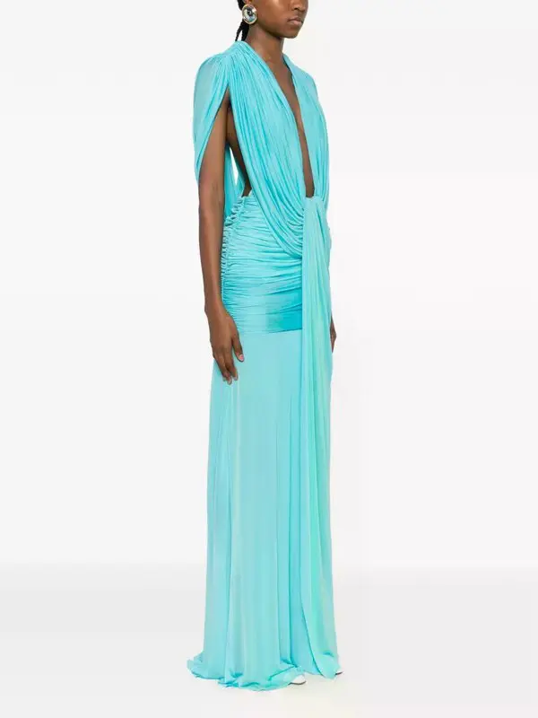 Christopher Esber Ripple Drape Maxi Dress - Blue