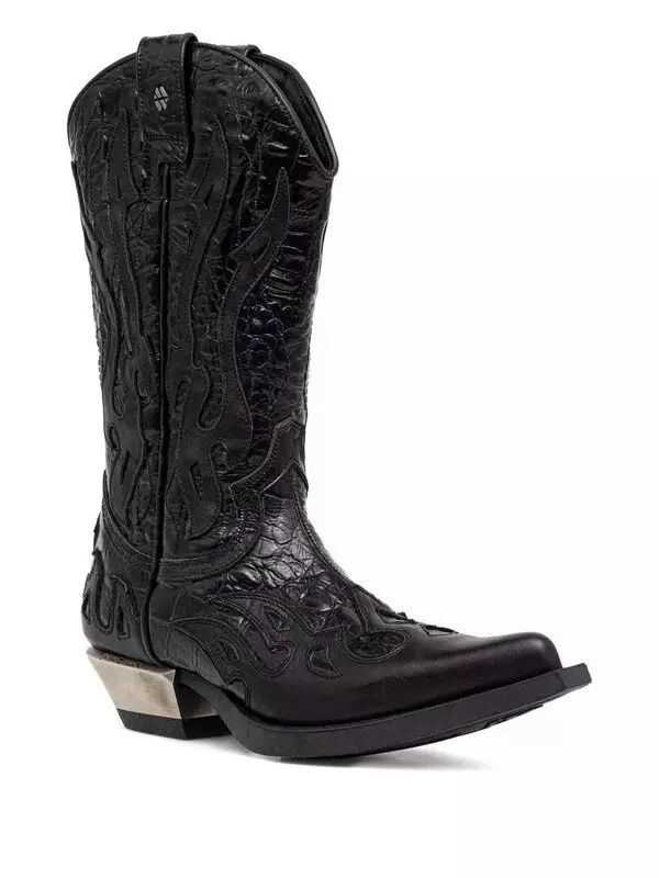 NEW ROCK 40mm Leather Boots With Flame Design