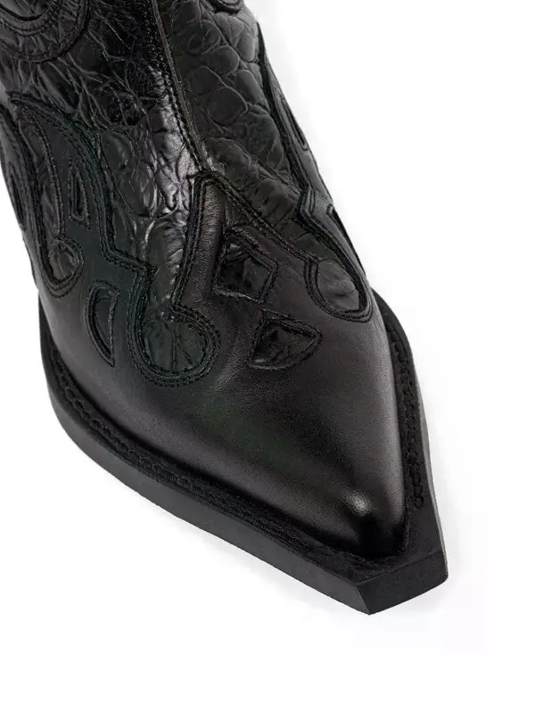 NEW ROCK 40mm Leather Boots With Flame Design