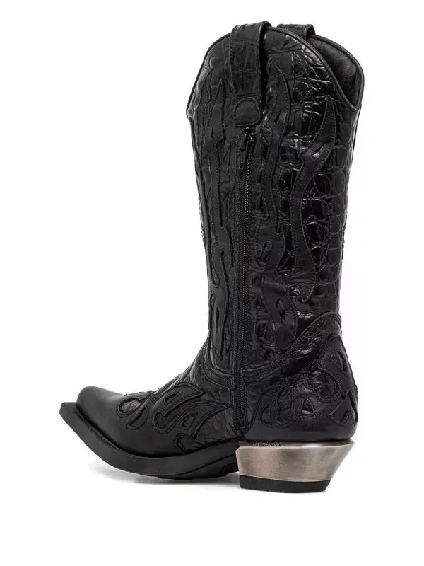 NEW ROCK 40mm Leather Boots With Flame Design