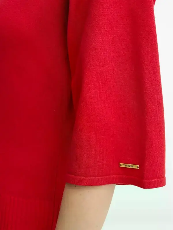 TWINSET Ribbed Knit Turtleneck Midi Dress