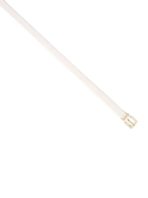 Sandro Square-buckle Leather Belt - White