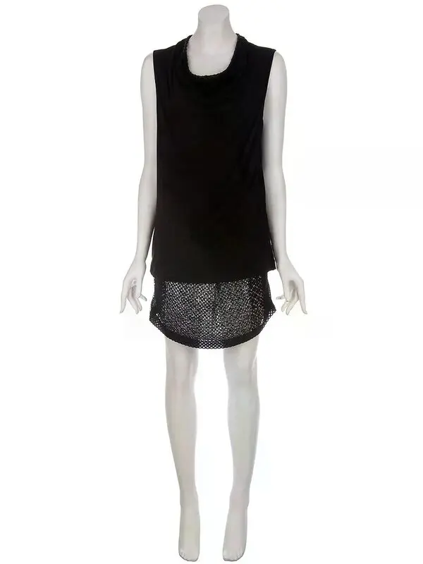 Sharon Wauchob Cotton And Silk-mix Mini Skirt With Mesh Detail - Black