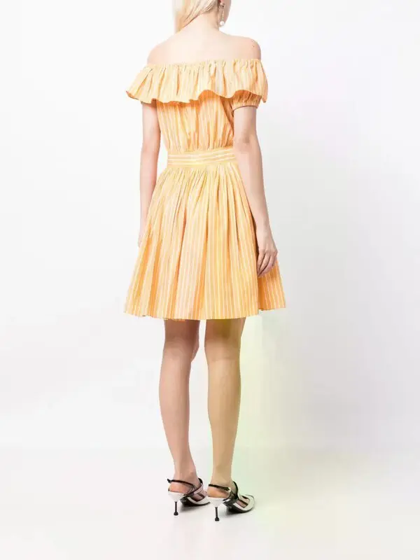 Miu Miu Off-shoulder Striped Cotton Dress