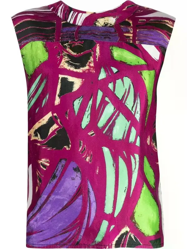 Balenciaga 2011 Abstract Print Sleeveless Blouse - Multicolour