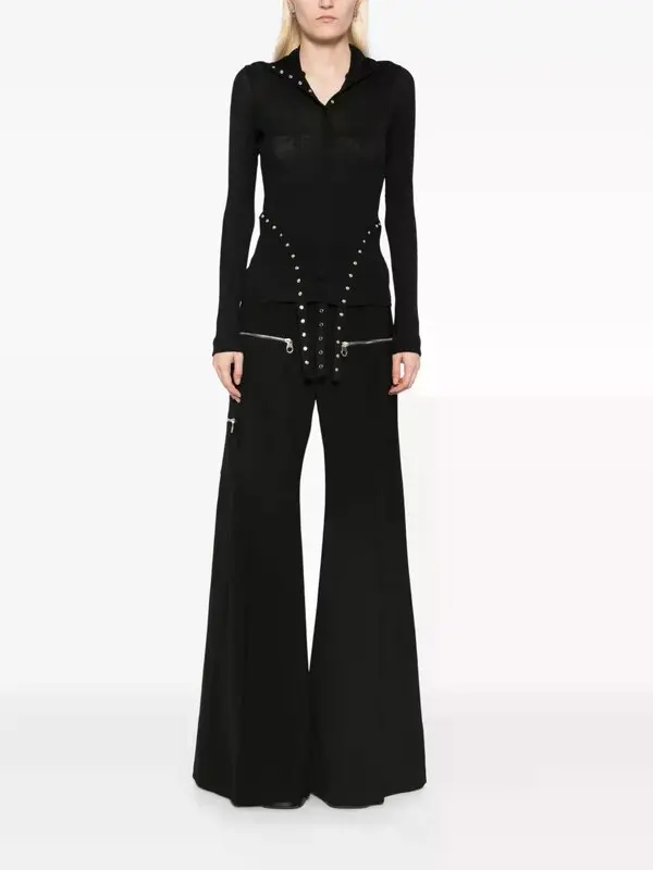 Chloé Wool Blend Zip-pocket Flared Trousers