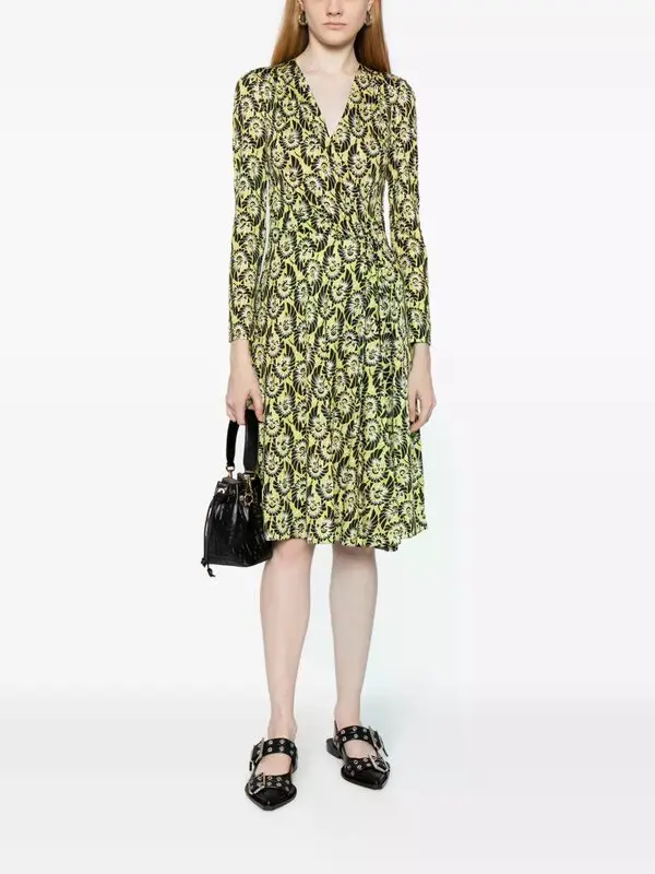 Prada Abstract Print Silk Wrap Dress