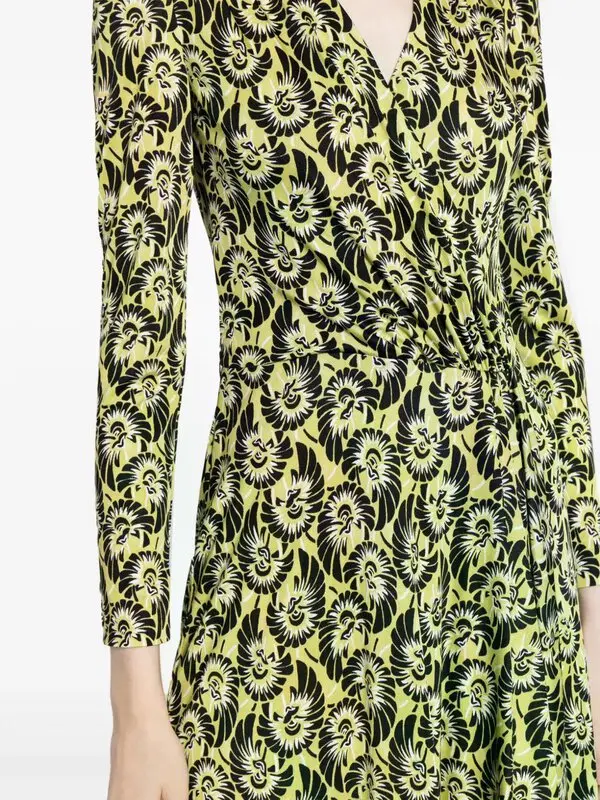 Prada Abstract Print Silk Wrap Dress