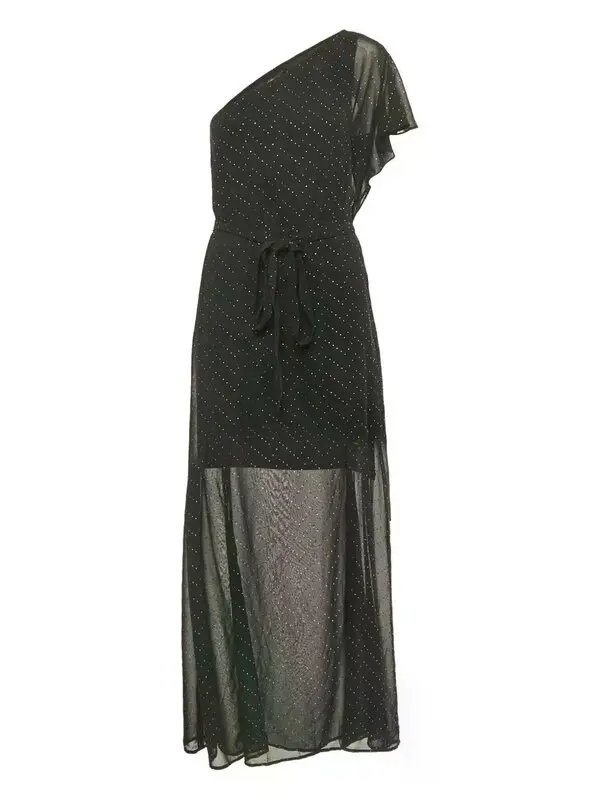 Maje One-shoulder Dotted Maxi Dress