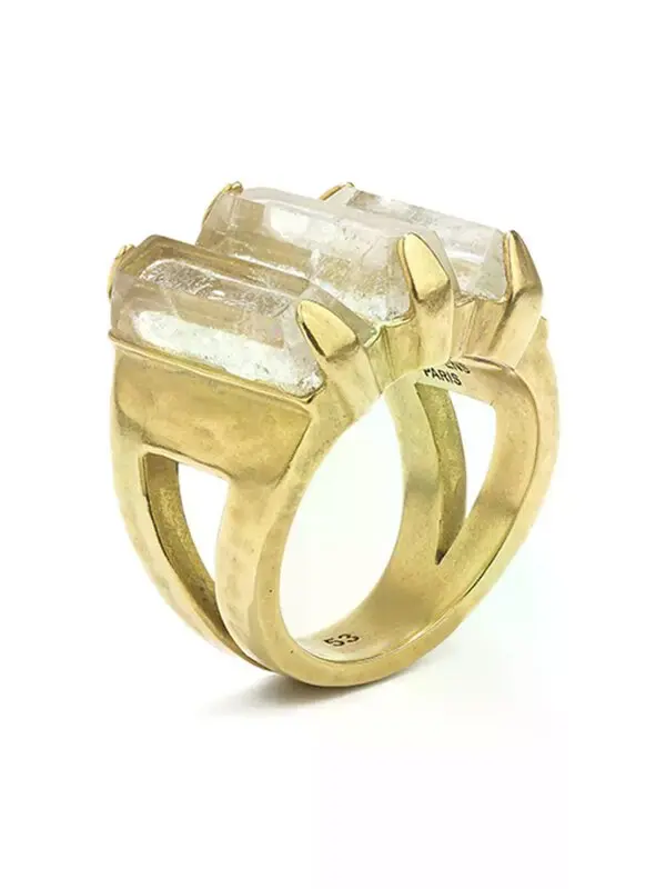 GOOSSENS Emerald-cut Crystal Three Row Cut-out Ring - Gold
