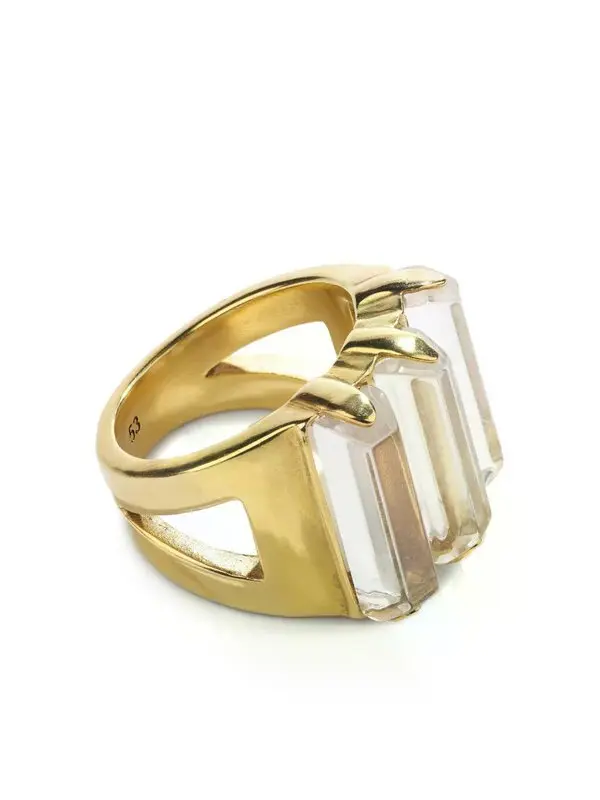 GOOSSENS Emerald-cut Crystal Three Row Cut-out Ring