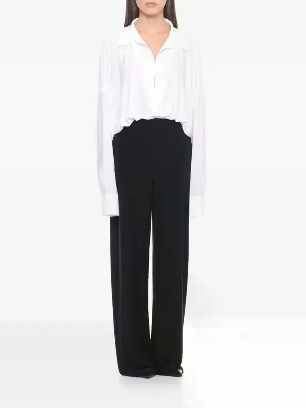Norma Kamali Collared Long-sleeve Top