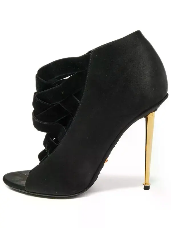 TOM FORD 110mm Satin Open-toe Booties With Velvet Detail