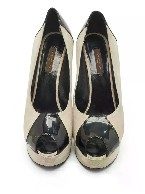 LOUIS VUITTON Patent-leather Platform Peep-toe Pumps
