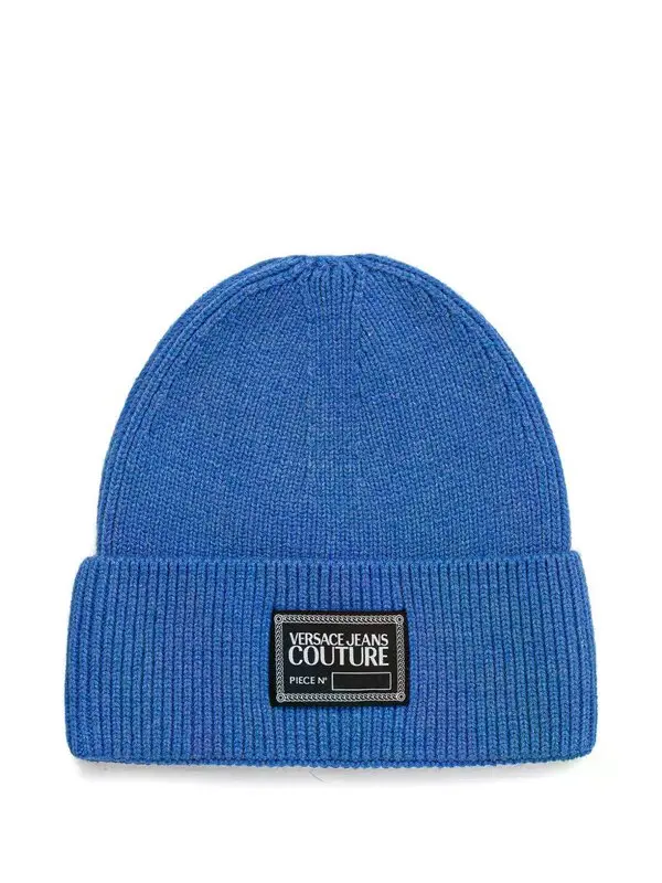 Versace Logo Patch Beanie Hat