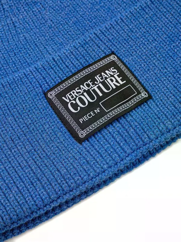 Versace Logo Patch Beanie Hat