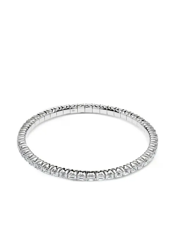 JEWELS AFICIONADO 18k White Gold Emerald-cut Diamond Tennis Bracelet - Silver