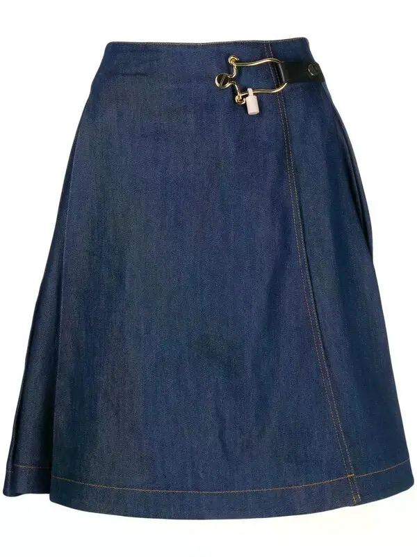 Balenciaga Toggle-fastened Flared Denim Skirt - Blue
