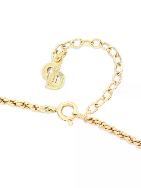 Dior Tone Crystal Logo Detail Necklace - Gold