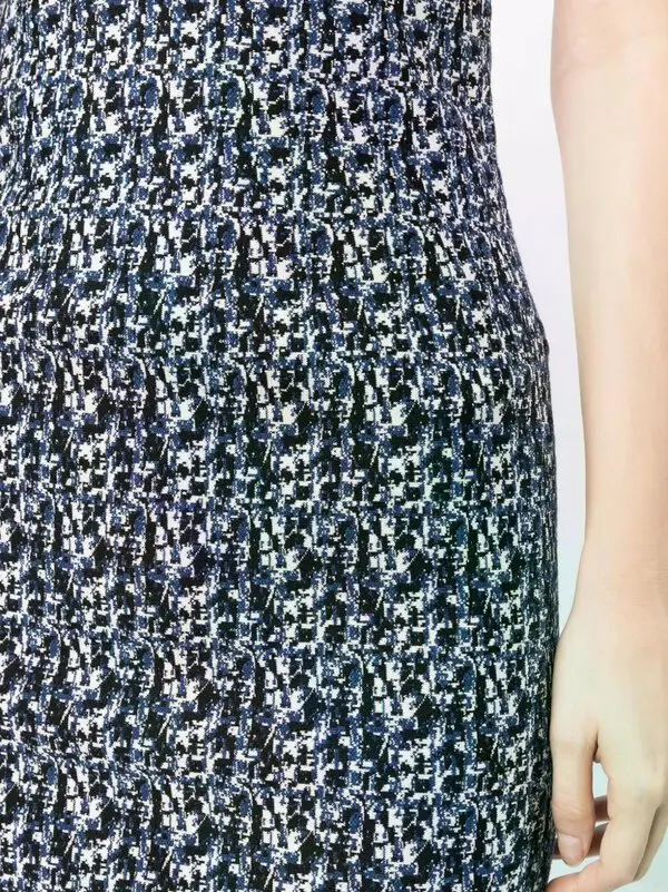 Prada Abstract Print Knit V-neck Sleeveless Dress