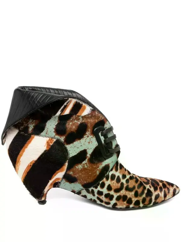 Balenciaga Patchwork Mid Heel Boots - Brown