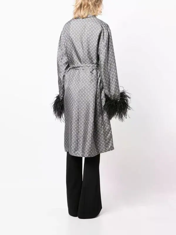 Prada Feather-detail Silk Robe