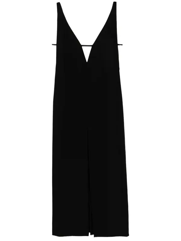 THE ROW V-neck Slip Dress With Front Slit - Black