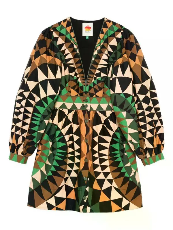 Farm Rio Heart Deco Geometric Print Blouse