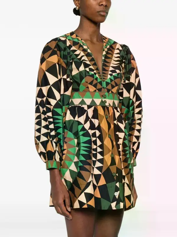 Farm Rio Heart Deco Geometric Print Blouse
