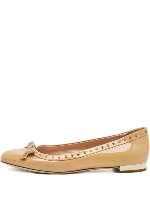 Miu Miu Studded Patent Leather Ballet Flats