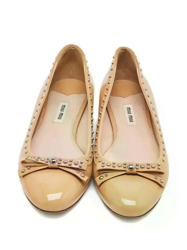Miu Miu Studded Patent Leather Ballet Flats