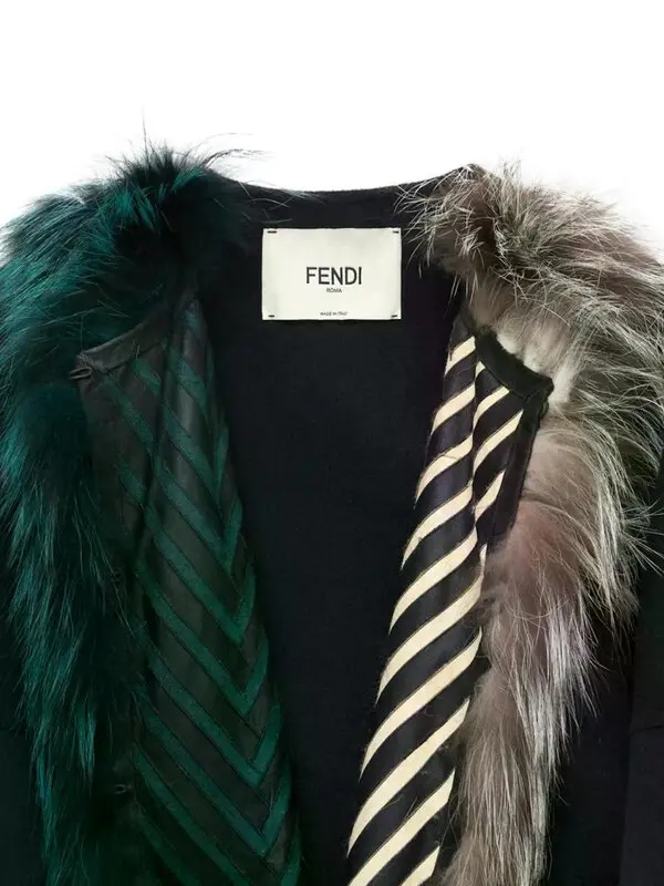 Fendi Fur Trimmed Wool Coat