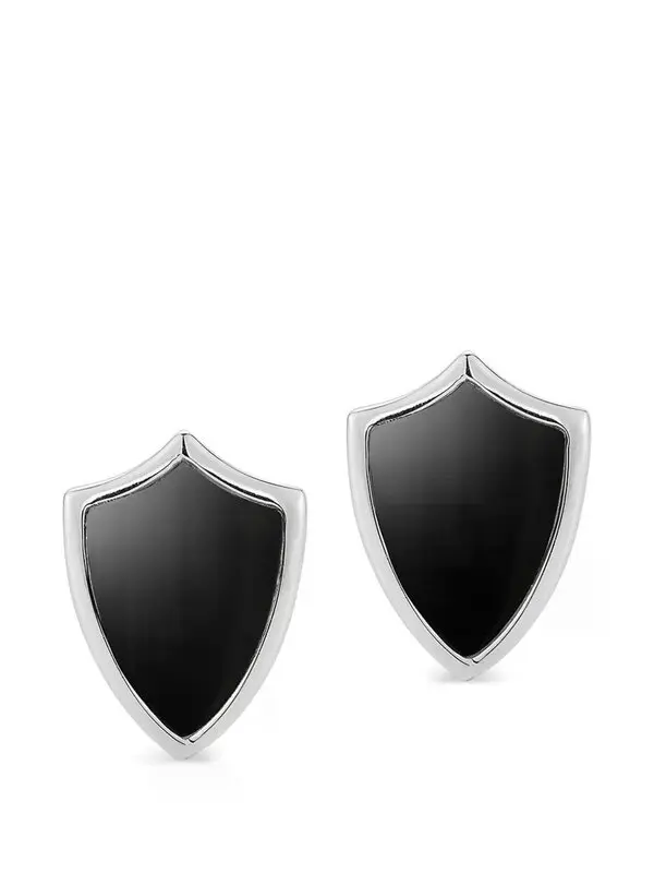 Mateo Shield Onyx Cufflinks - Silver
