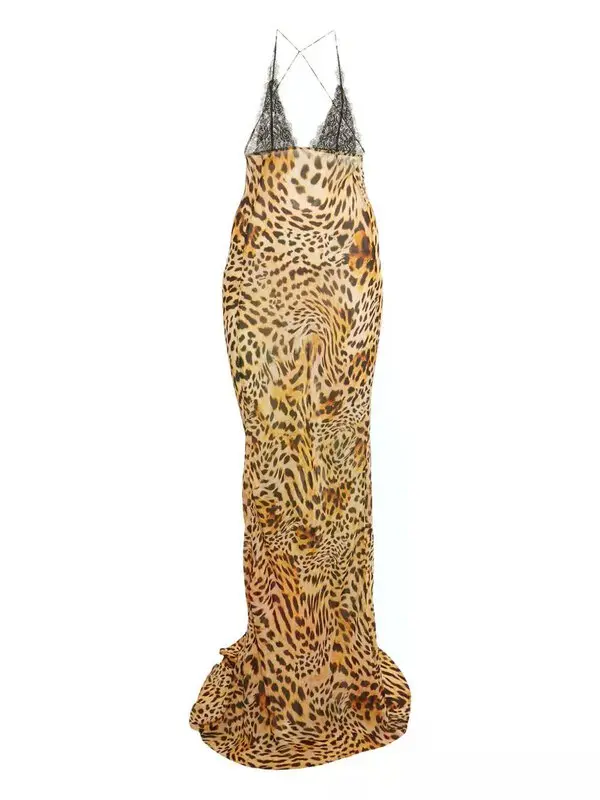 RAT & BOA Akima Lace Animal-print Maxi Dress - Brown