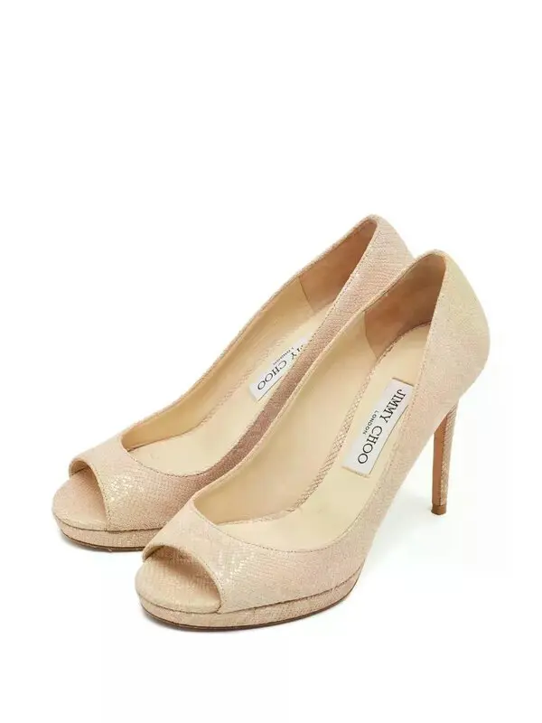 JIMMY CHOO Embossed Leather Stiletto Platform Sandals