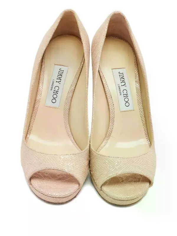 JIMMY CHOO Embossed Leather Stiletto Platform Sandals