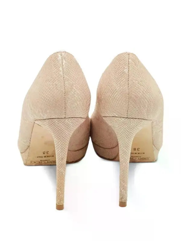 JIMMY CHOO Embossed Leather Stiletto Platform Sandals