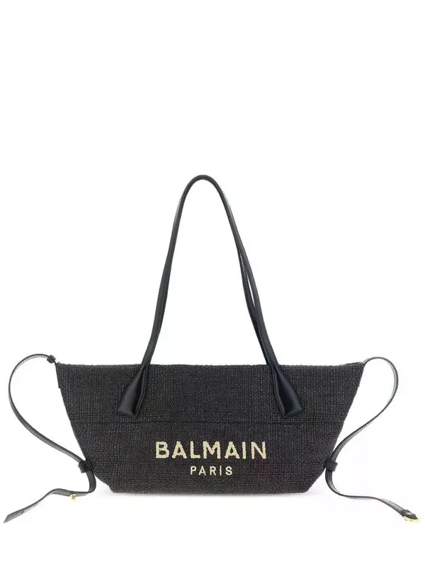 Balmain Track Raffia Tote Bag