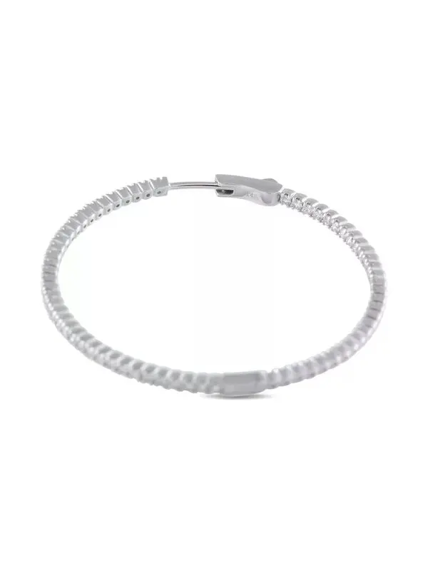 LB EXCLUSIVE 14k White Gold Diamond Pavé Hoop Earrings