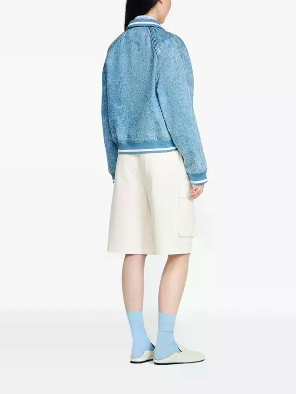 Sandro Ribbed-trimmed Denim Jacket - Blue