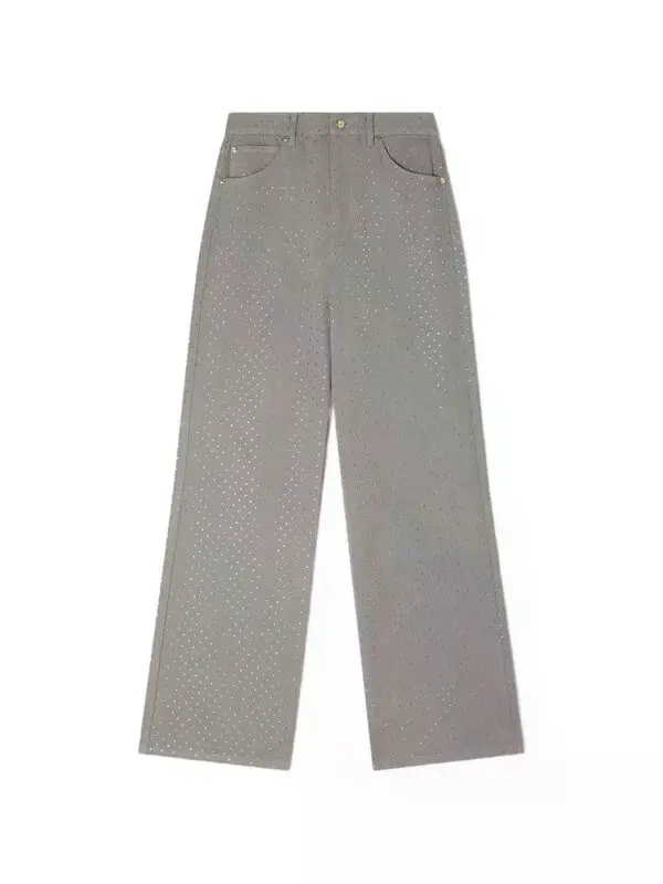 Sandro Rhinestone Embellished Wide-leg Jeans
