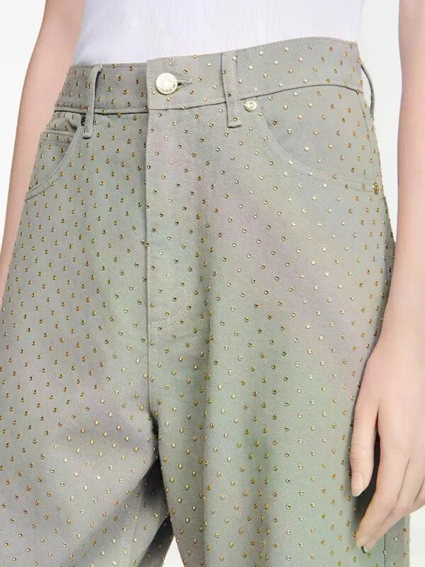 Sandro Rhinestone Embellished Wide-leg Jeans